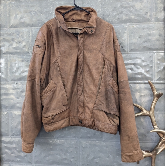Vintage | Jackets & Coats | Vintage Leather Bomber Aviator Jacket ...